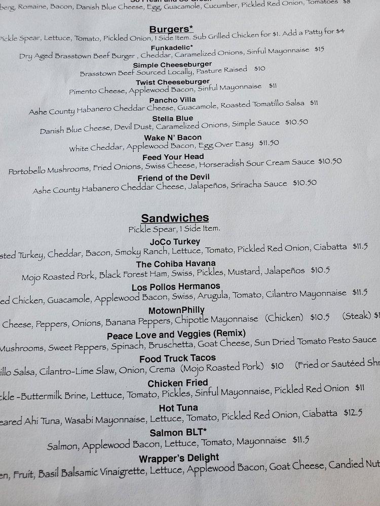 Menu at Simple Twist pub & bar, Garner, 21 Technology Dr