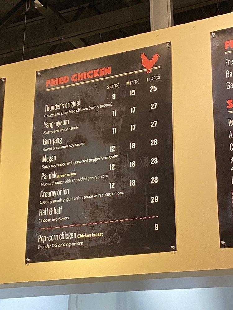Menu at Thunderbird Korean Fried Chicken fast food, Langford