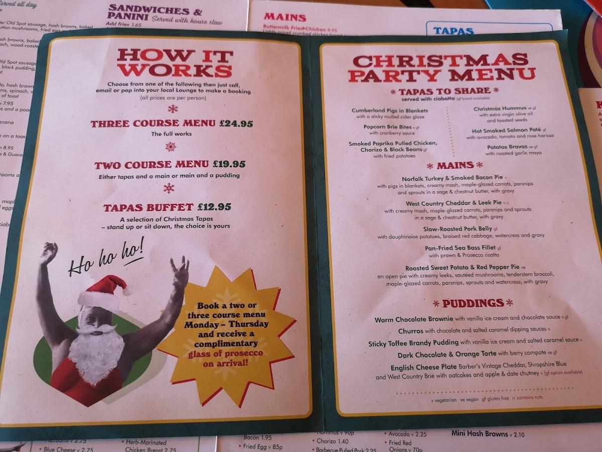 Menu at Cinco Lounge restaurant, Grantham