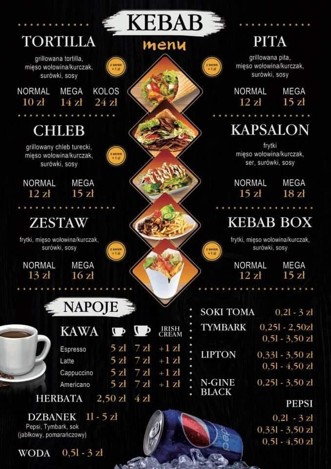 Menu at MakChicken restaurant, Iłża