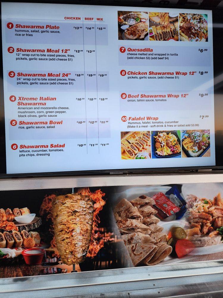 Menu at XTREME SHAWARMA restaurant, Fresno