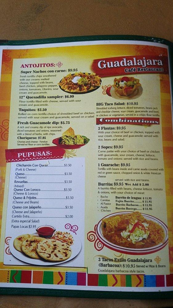 Menu at Guadalajara Cafe, Palm Desert, Hwy 111