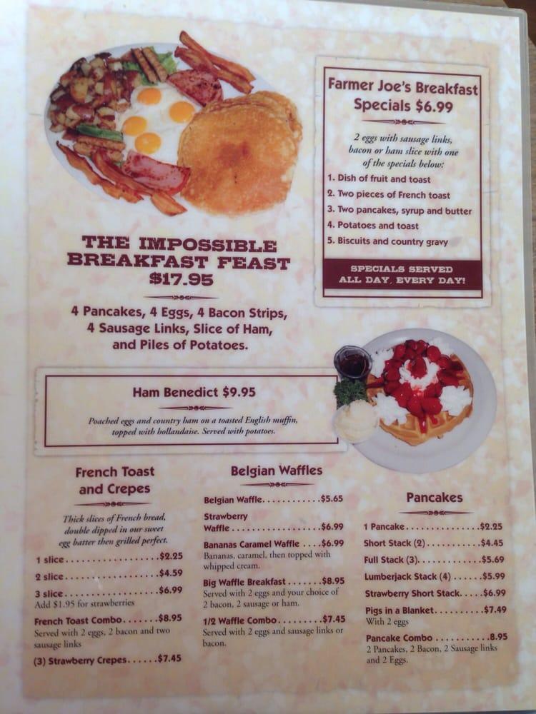 Menu at Cafe 101, Coalinga