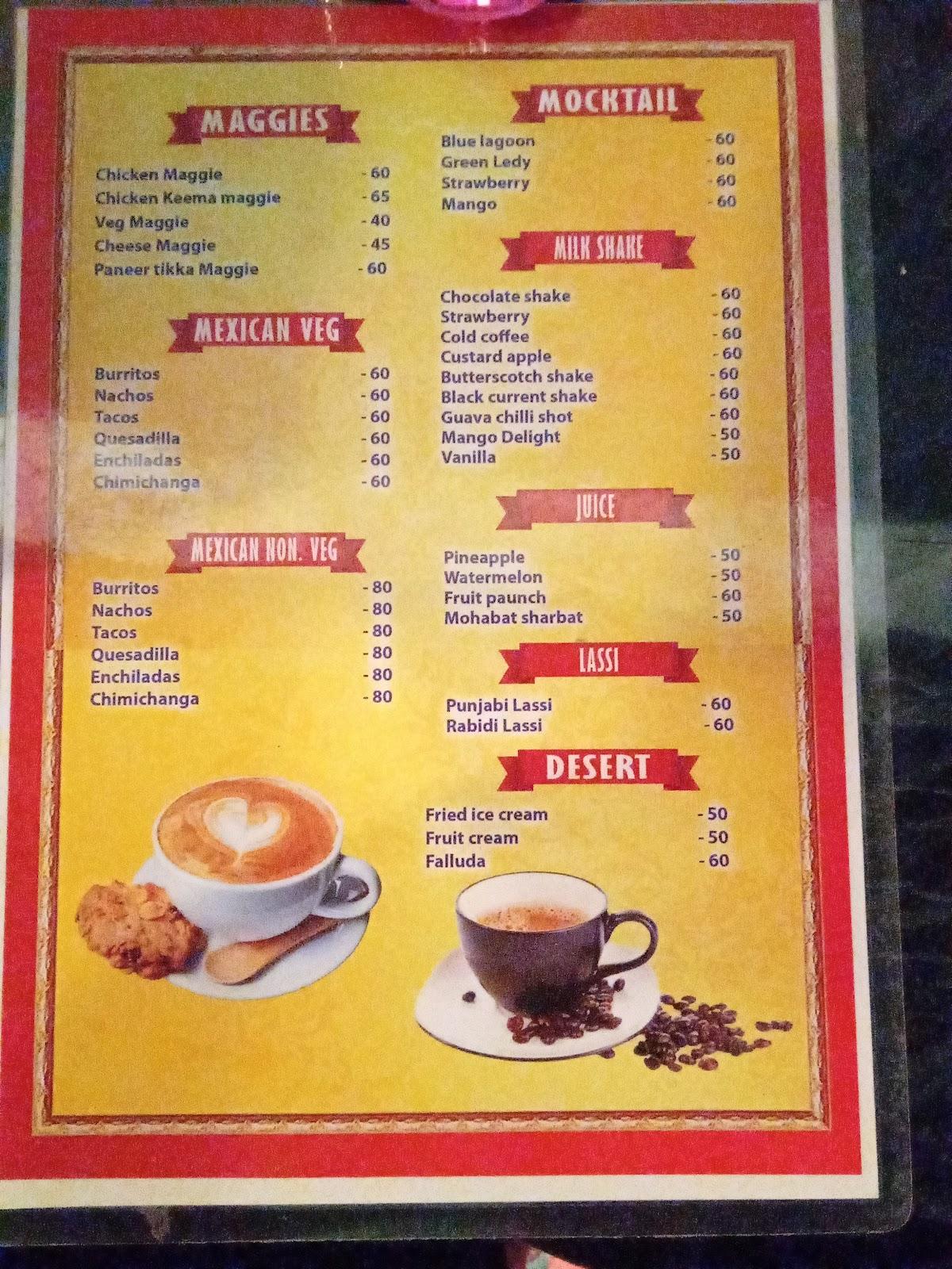 Menu at De Diamond Cafe, Brahmapur