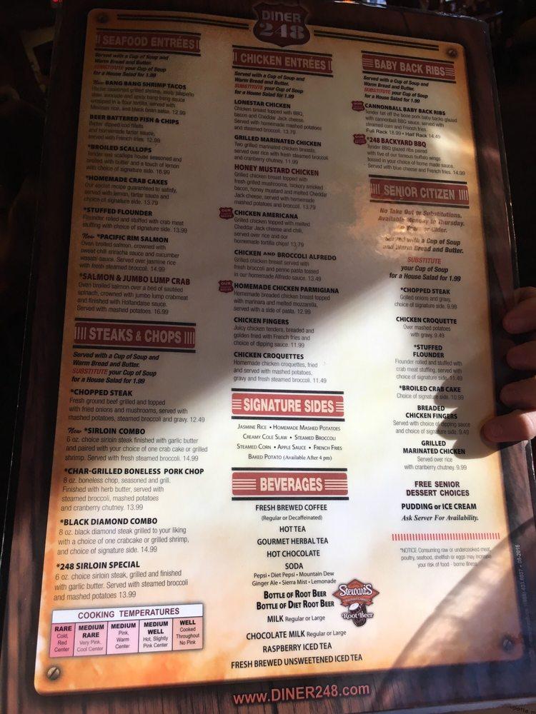 Menu at Diner 248 desserts, Easton