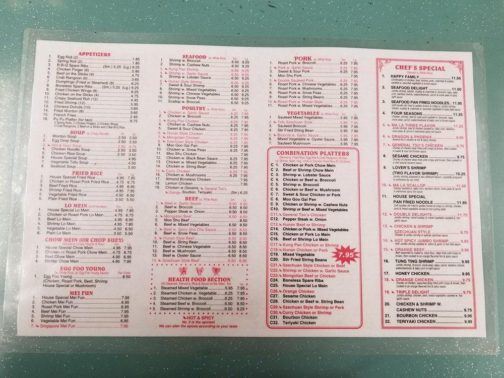Menu at Dragon Express restaurant, Middletown