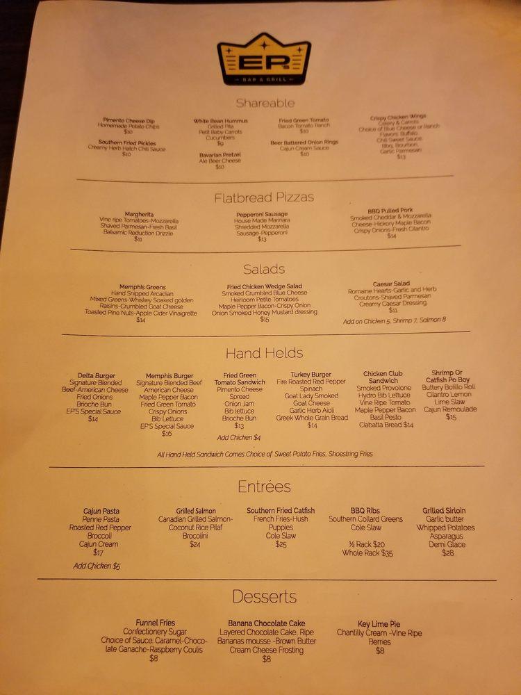 Menu at EP's Bar & Grill, Memphis