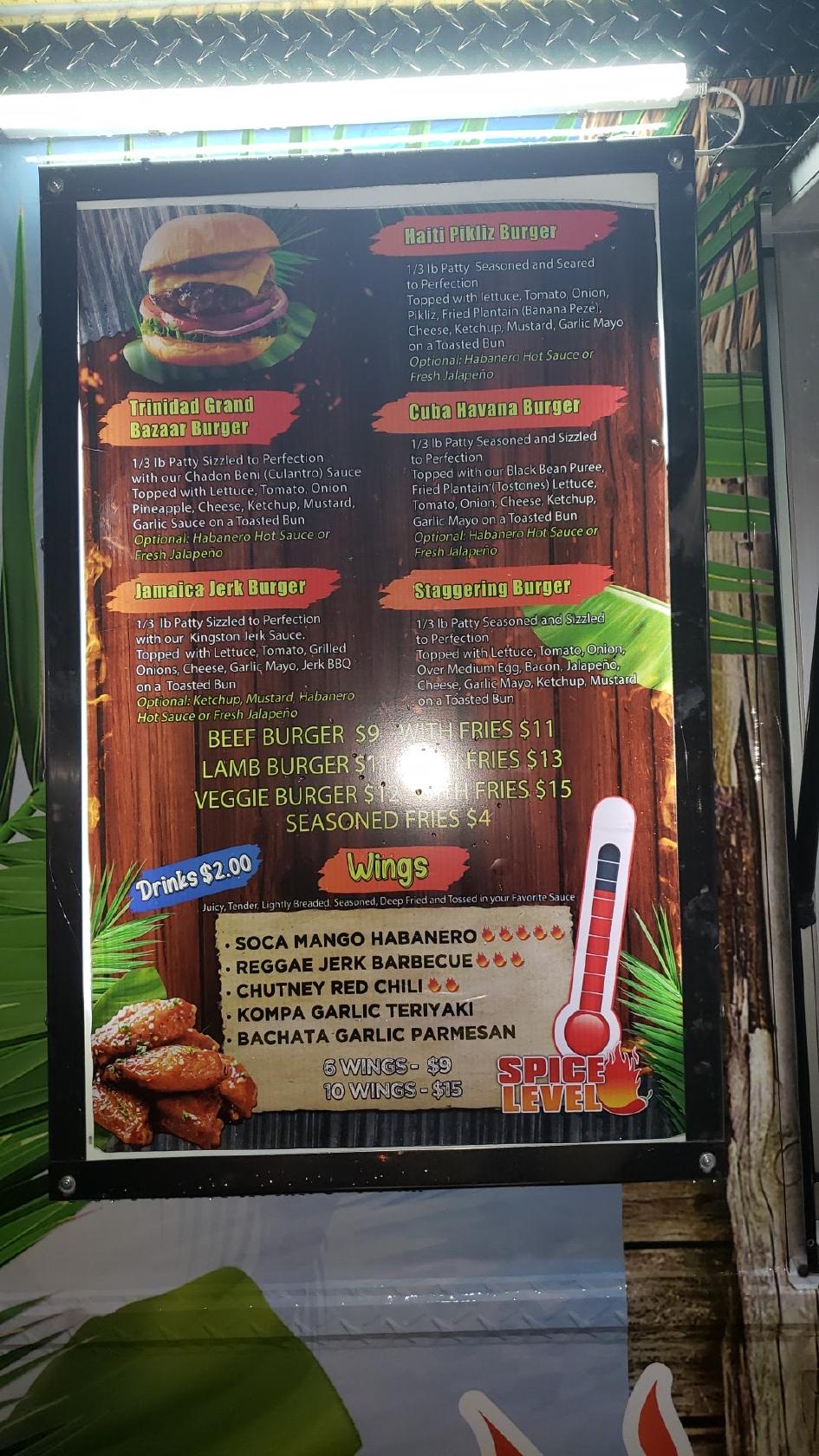 Menu at Island Burger and Wings restaurant, Plantation