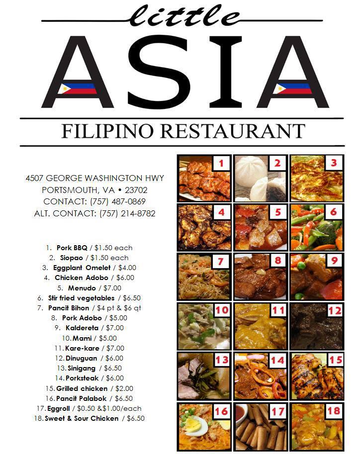 Menu at Little Asia restaurant, Portsmouth