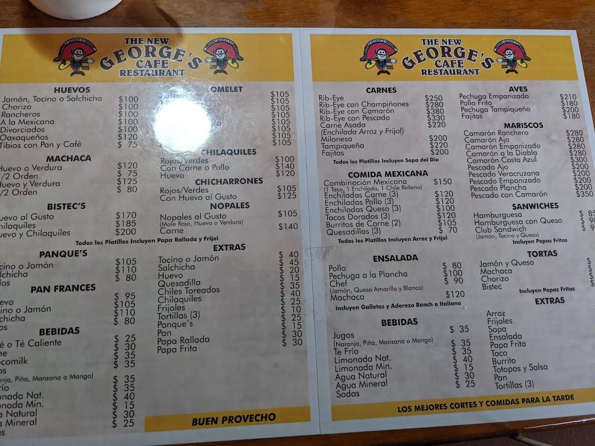 Menu at New George´s Café, San Felipe
