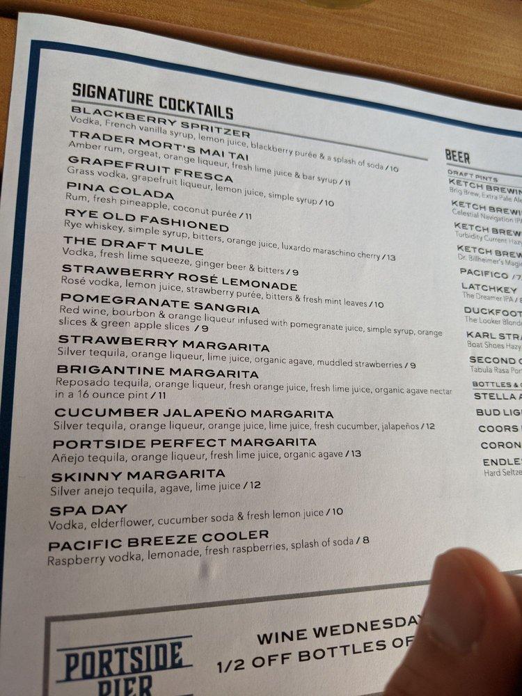 Menu at Portside Pier pub & bar, San Diego