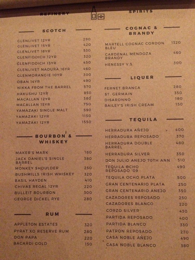Menu at Refinery cafe, Makati, Joya Tower