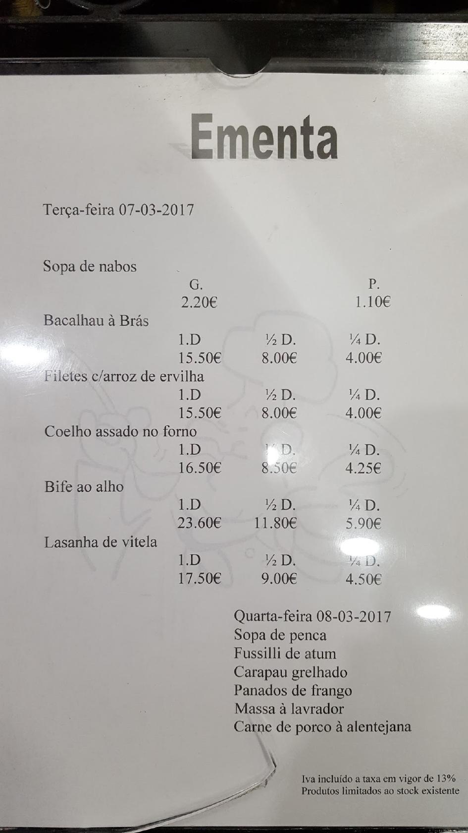 Menu em Take Away Sabores Caseiros restaurante, São Cosme
