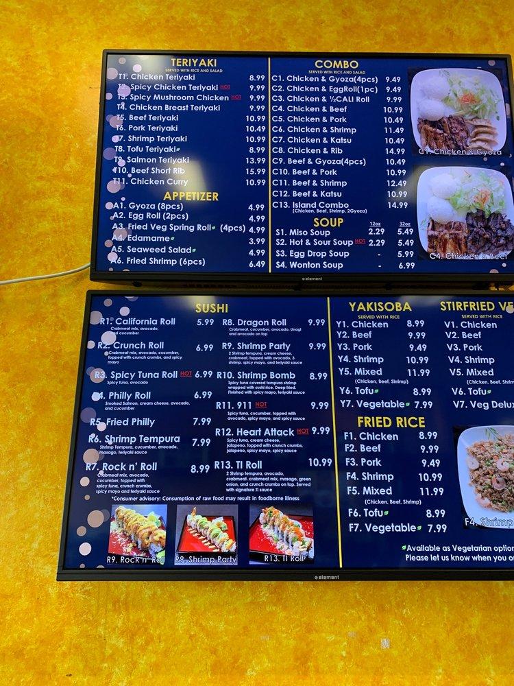 Menu at Teriyaki Island restaurant, Shoreline