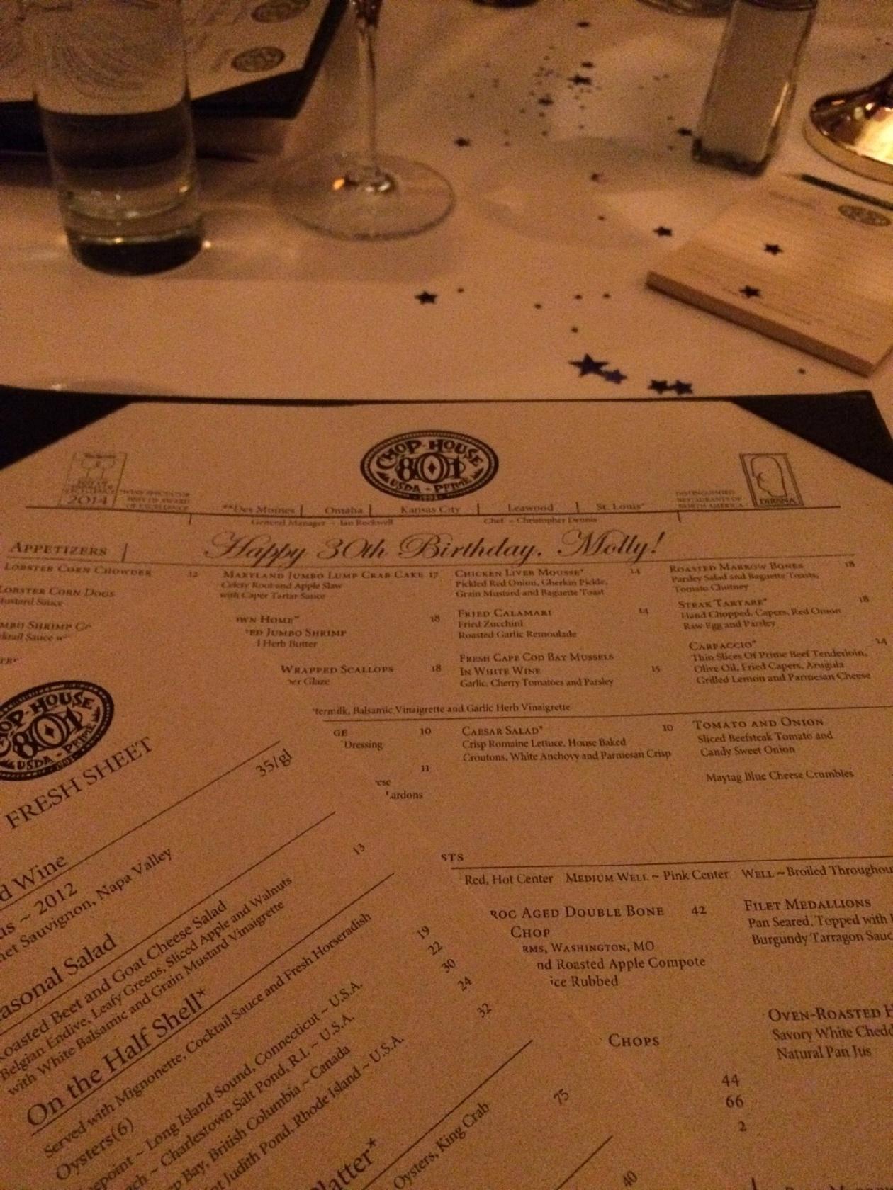 Menu at 801 Chophouse steakhouse, Clayton