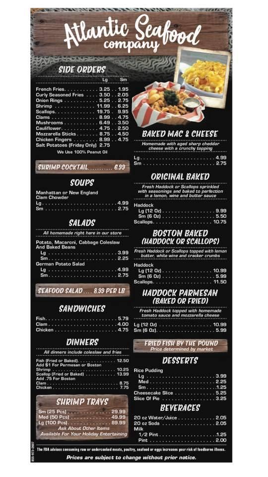 Menu at Atlantic Seafood Co restaurant, Baldwinsville