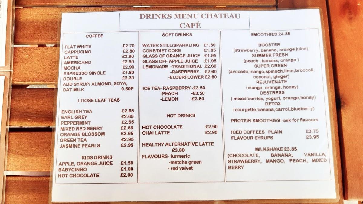 Menu at Chateau Café cafe, Stevenage