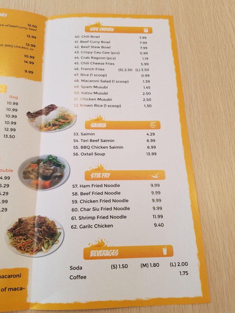 Menu at Oh My Grill- McCully restaurant, Honolulu