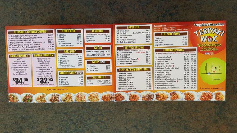 Menu at Teriyaki Wok 8 restaurant, Granite Falls