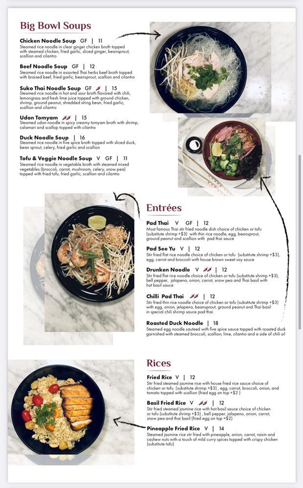 Menu at Thai food connection restaurant, Manchester