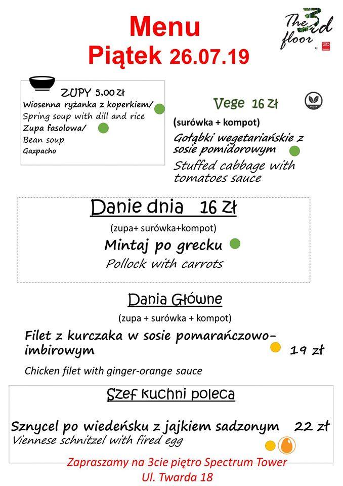 Menu at The 3rd Floor by Dussmann restaurant, Warsaw