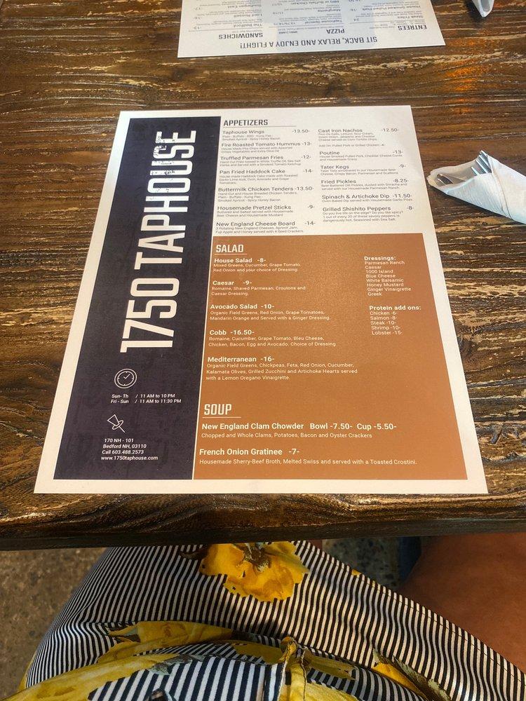Menu at 1750 Taphouse pub & bar, Bedford, 170 State Rte 101