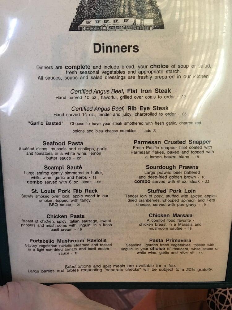 Menu at Monte Vista Inn steakhouse, Dutch Flat