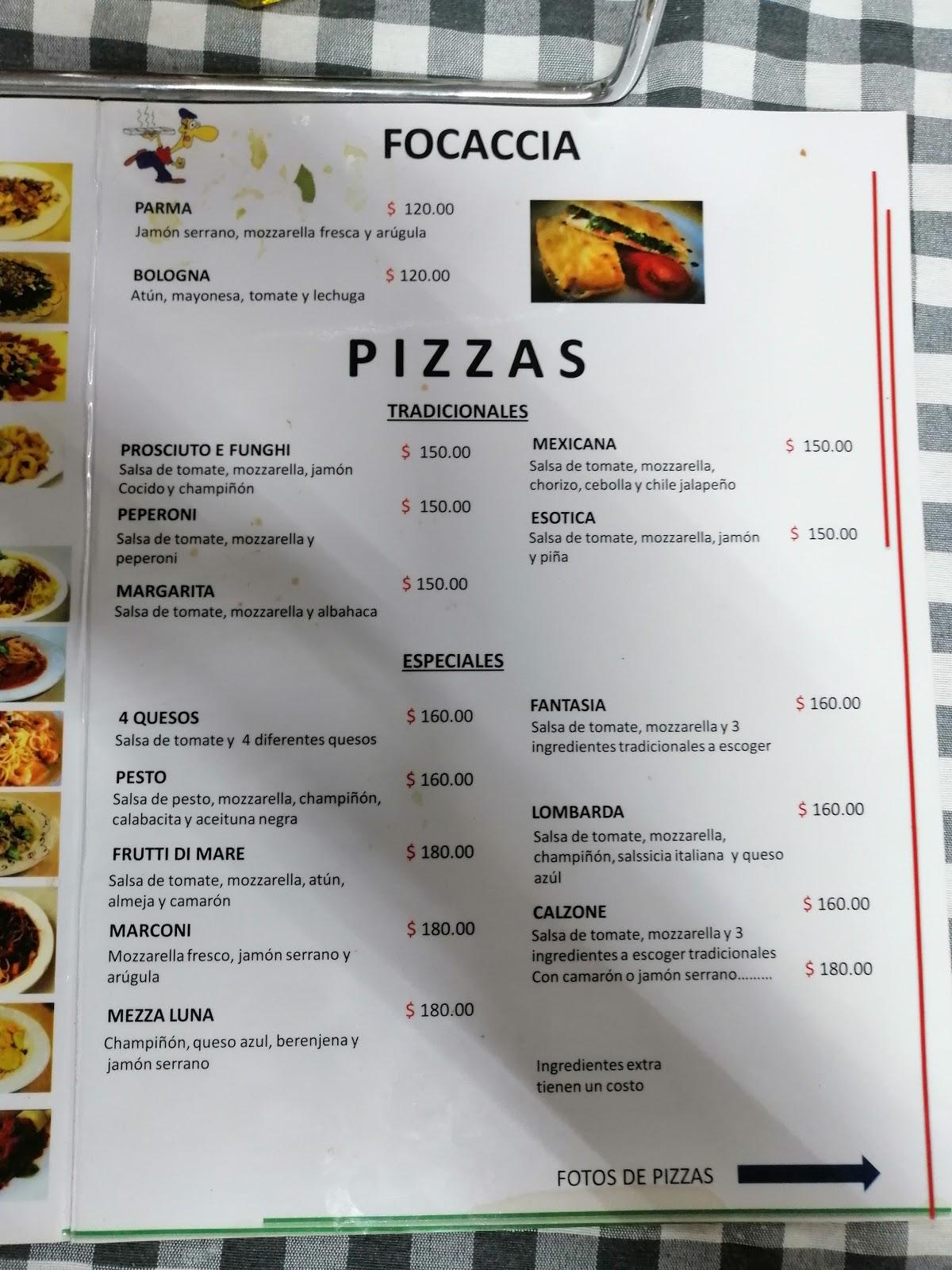Carta del restaurante Ristorante Italiano MARCONI, Los Mochis