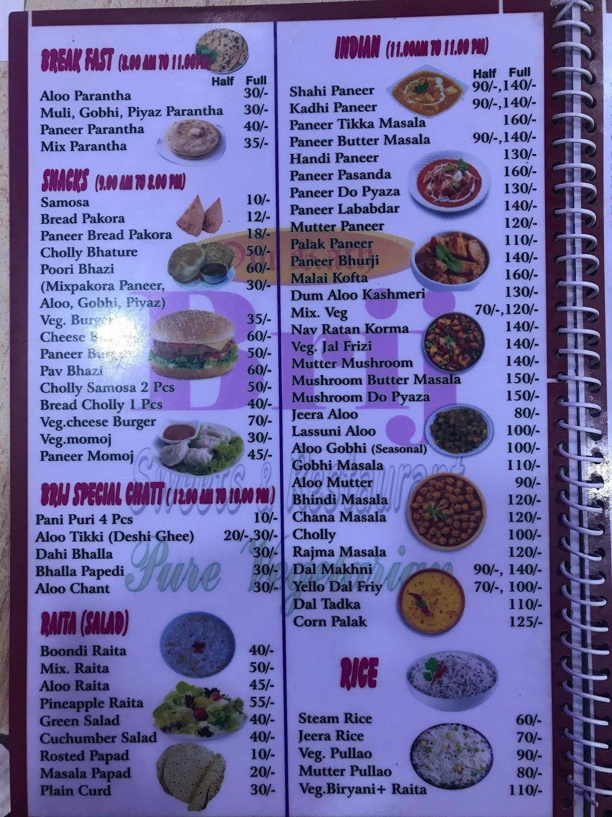 Menu at Shri Brij Sweets & Restaurant, Ghaziabad, Shop No 1