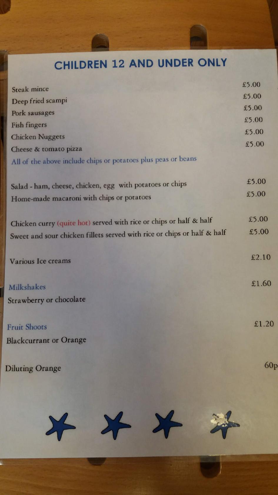 Menu at Tall Pines restaurant, Dornoch