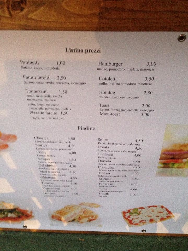 Menu da Chiosco La Sosta ristorante, Gorizia