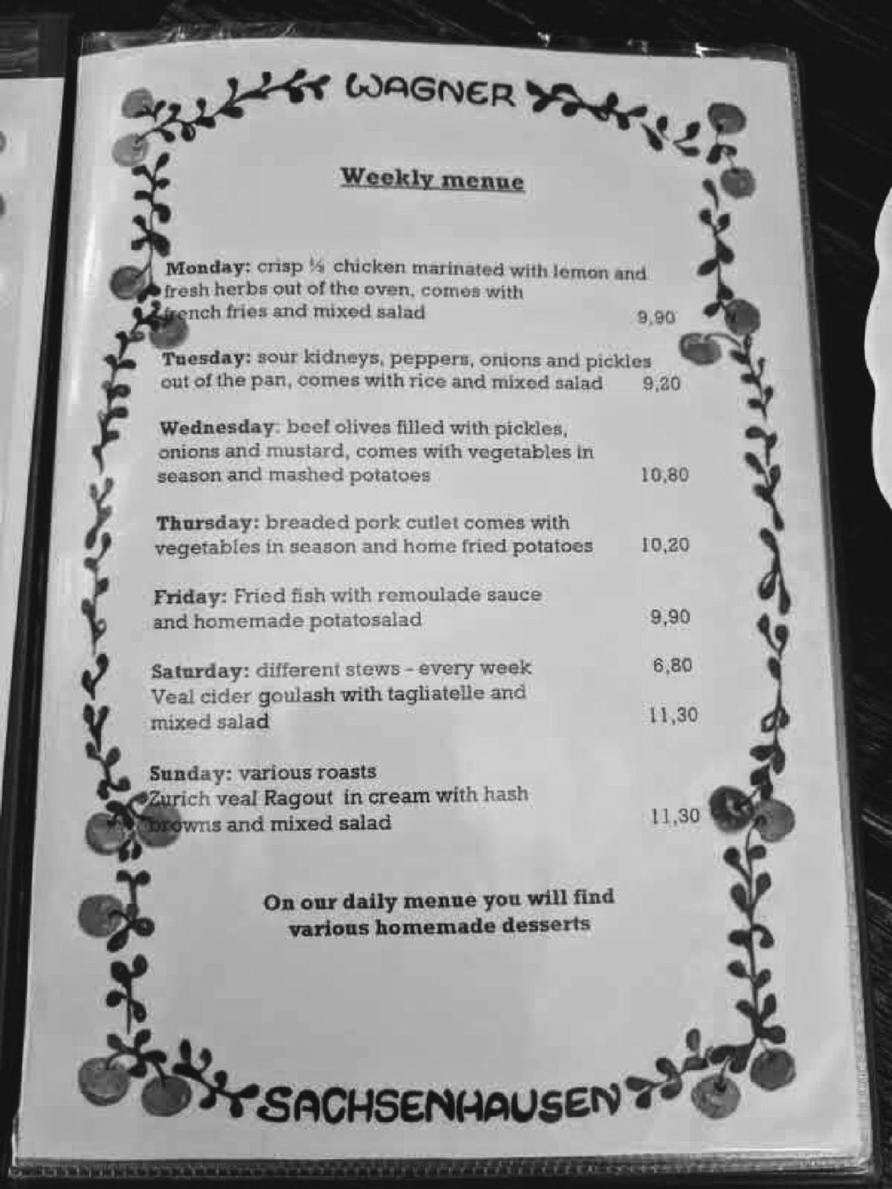 Menu at Apfelweinwirtschaft Dauth-Schneider restaurant, Frankfurt