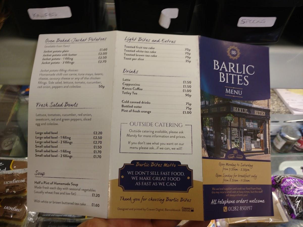 Menu at Barlic Bites, Barnoldswick