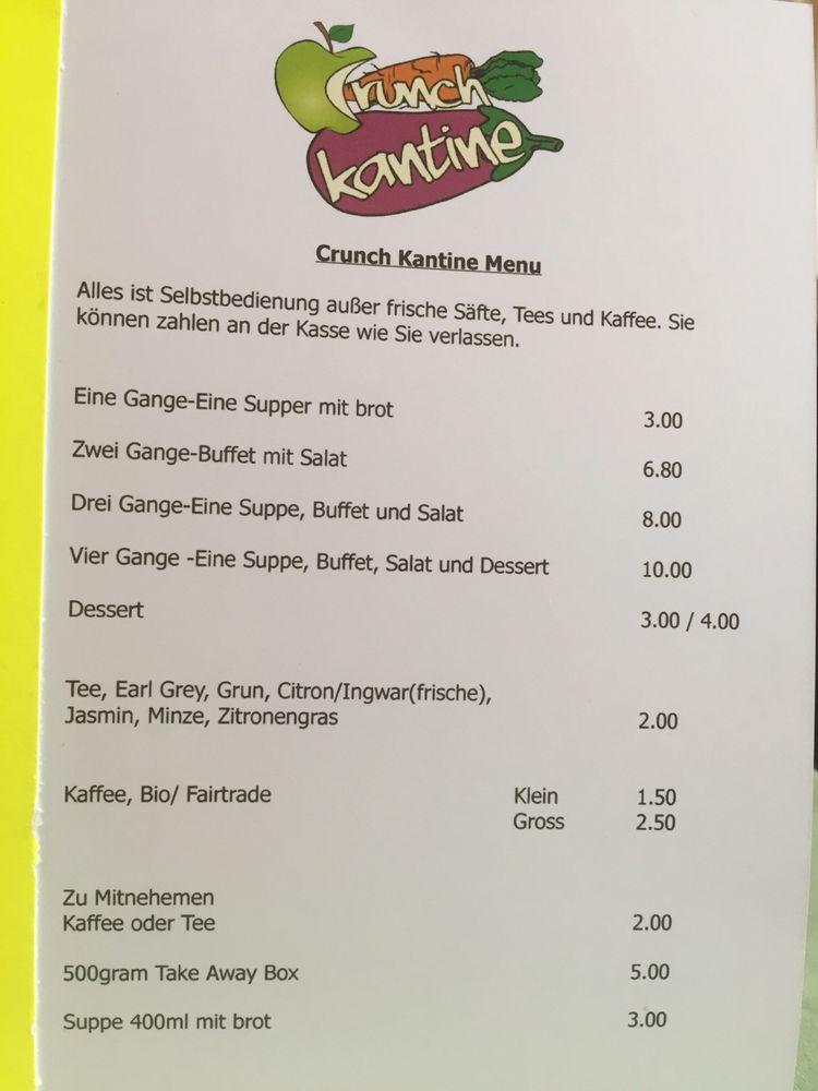 Speisekarte von Crunch-Kantine restaurant, Berlin