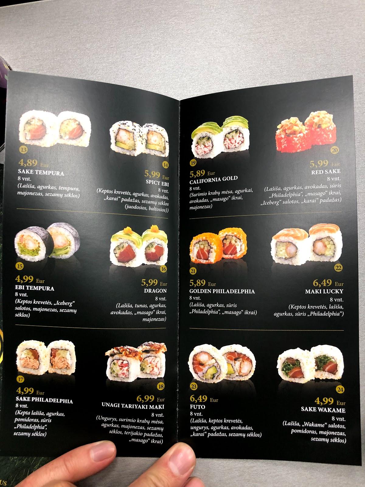 Menu at Sushi life 2020 restaurant, Vilnius