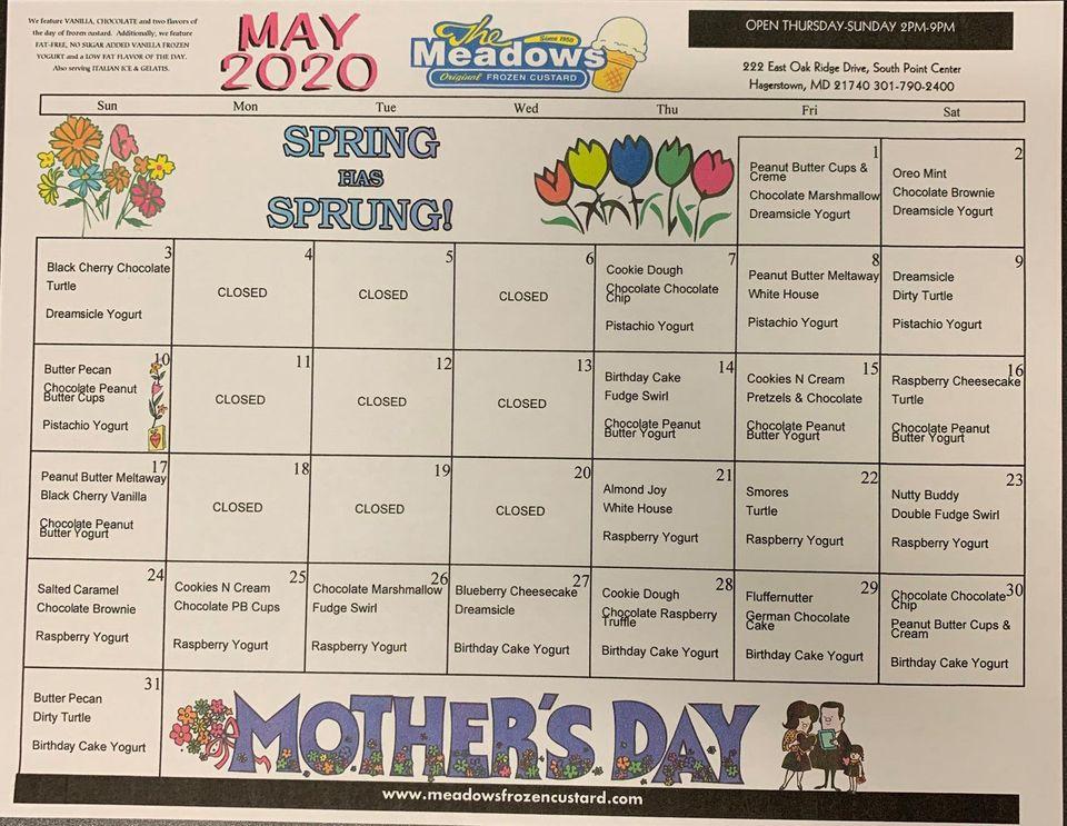Menu at The Meadows Original Frozen Custard desserts, Hagerstown