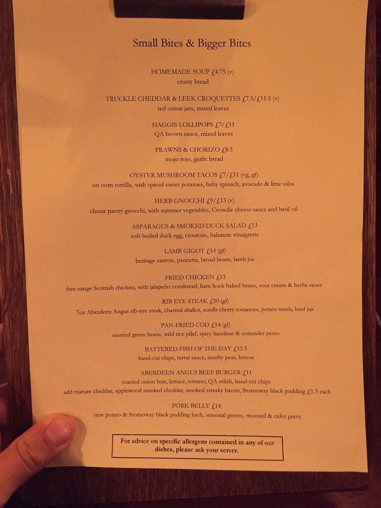 Menu at The Queens Arms pub & bar, Edinburgh