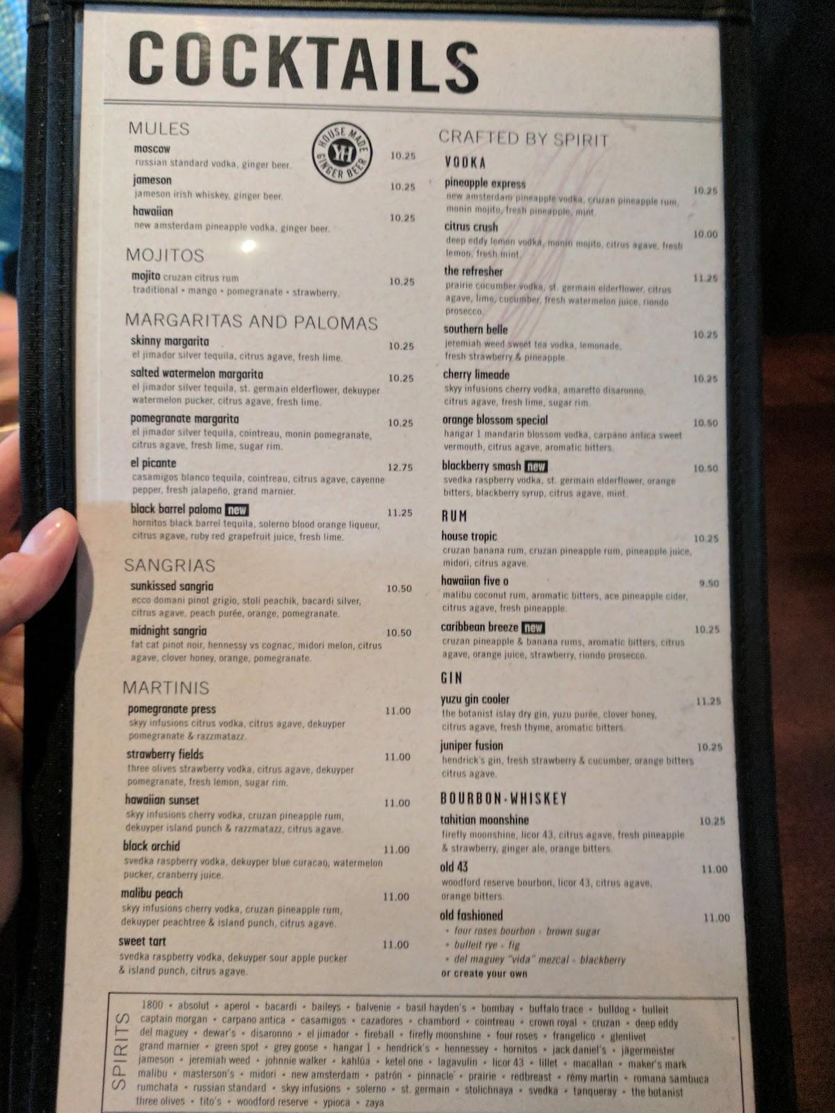Menu at Yard House pub & bar, Lynnfield, 340 Market St Building 300