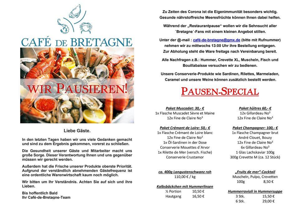 Speisekarte von Café de Bretagne restaurant, Düsseldorf, Benrather ...