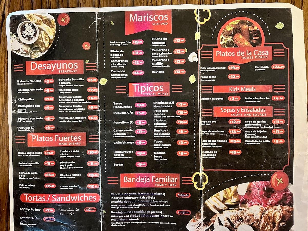 Menu at Mi Rinconcito Latino restaurant, Kenner