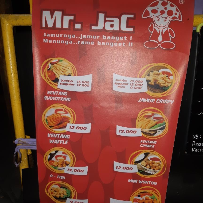 Menu at Mr.Jac "Rajanya Jamur Crispy" restaurant, Surabaya