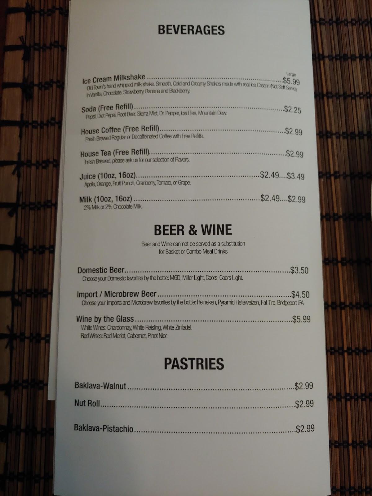 Menu at Old Town Burger & Breakfast restaurant, Battle Ground