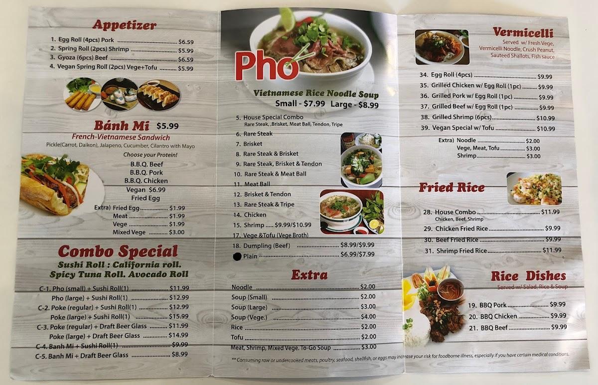 Menu at Pho 1945 & Poke Bowl restaurant, Lomita