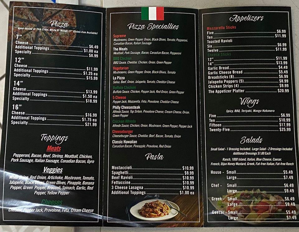 Menu at The Italian Village pizzeria, Columbia, 711 Vandiver Dr B