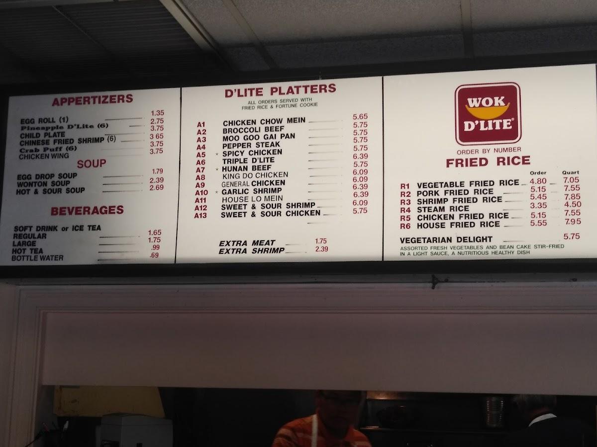 Menu at Wok D'Lite restaurant, Lake Charles