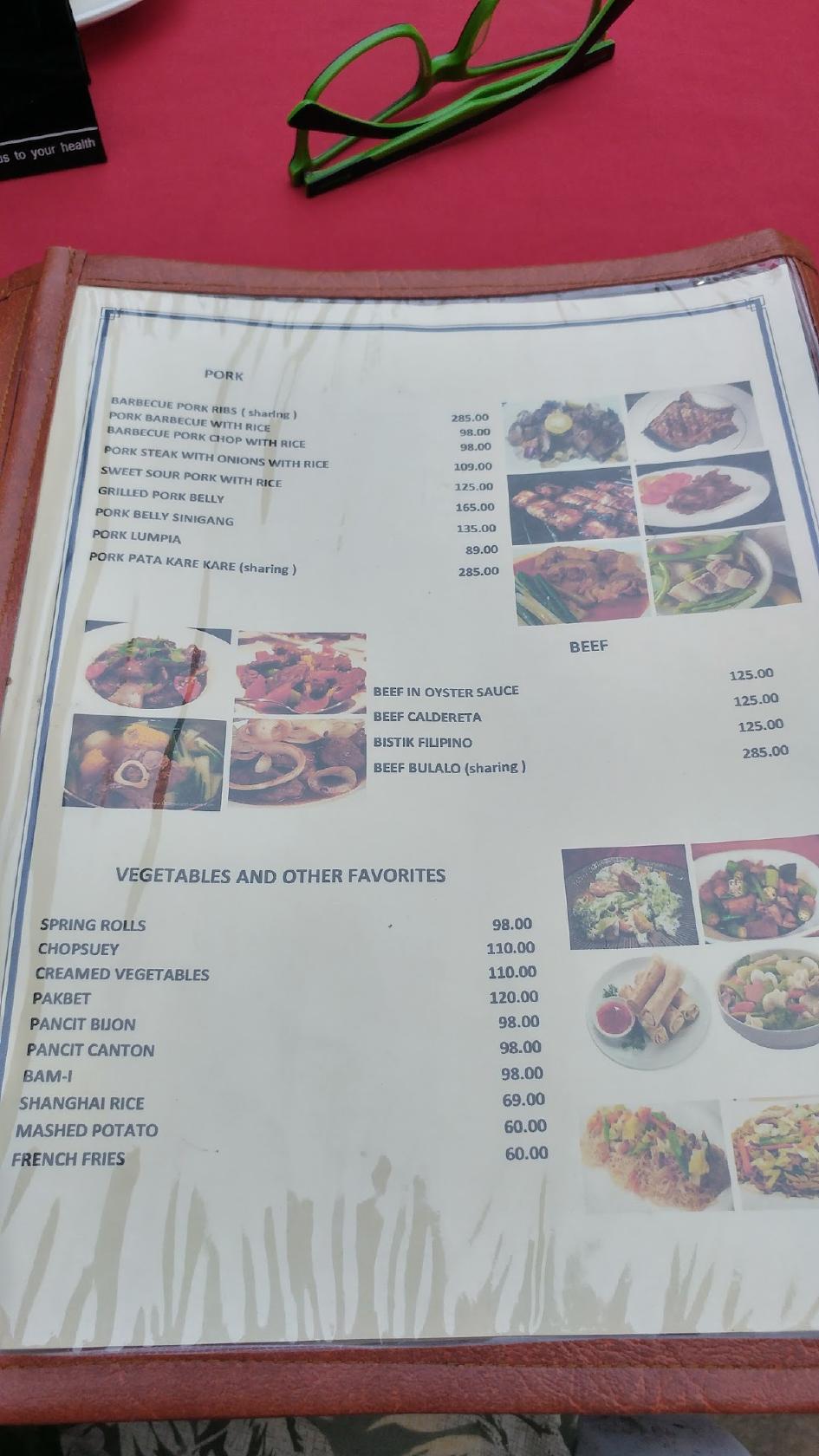Menu at Aquatica Beach Resort, Panglao