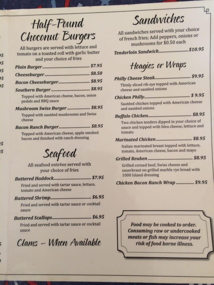Menu at Choconut Inn pub & bar, Choconut, 10 Quaker Lake Rd