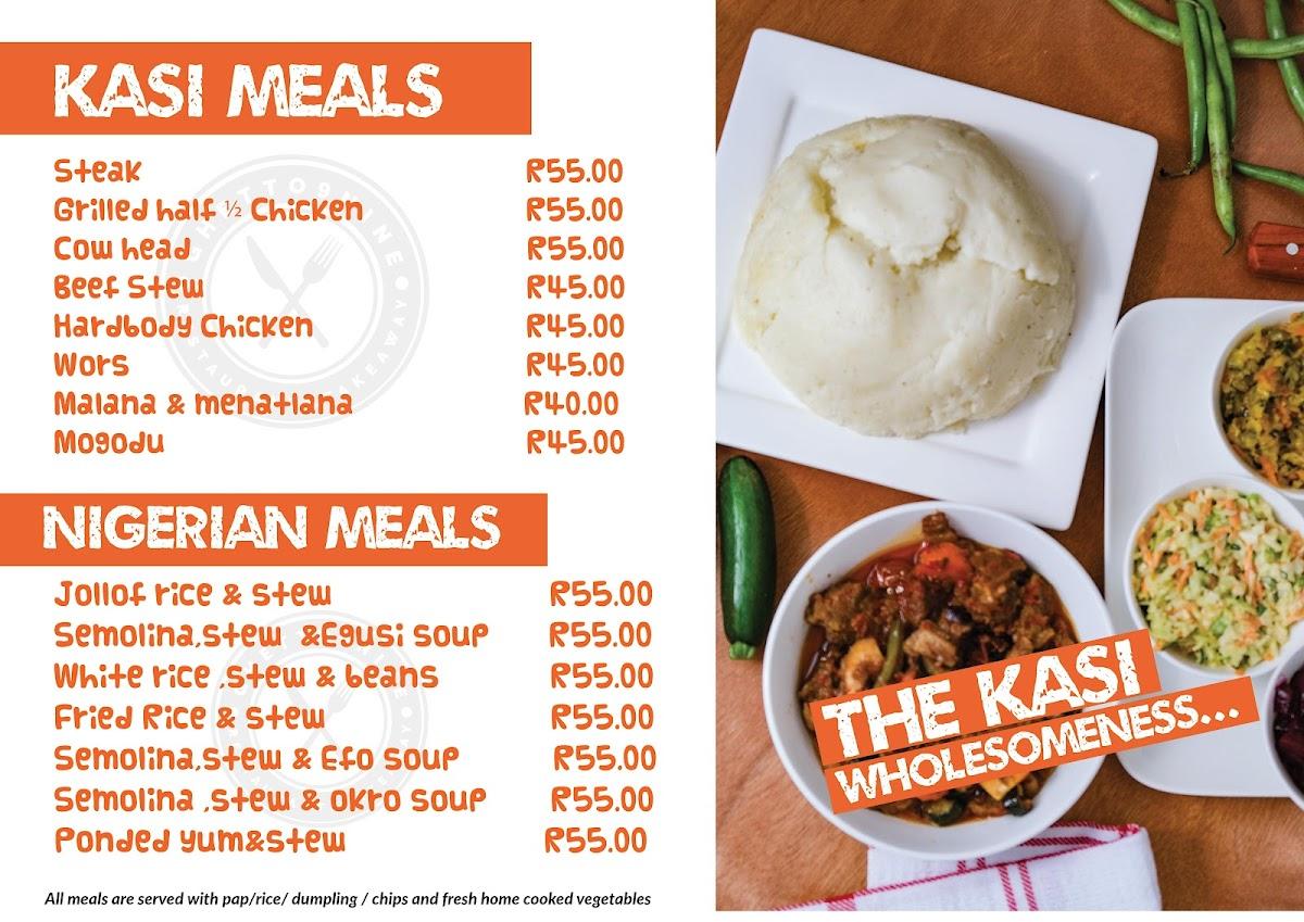Menu at Ghetto 9Nine, Polokwane