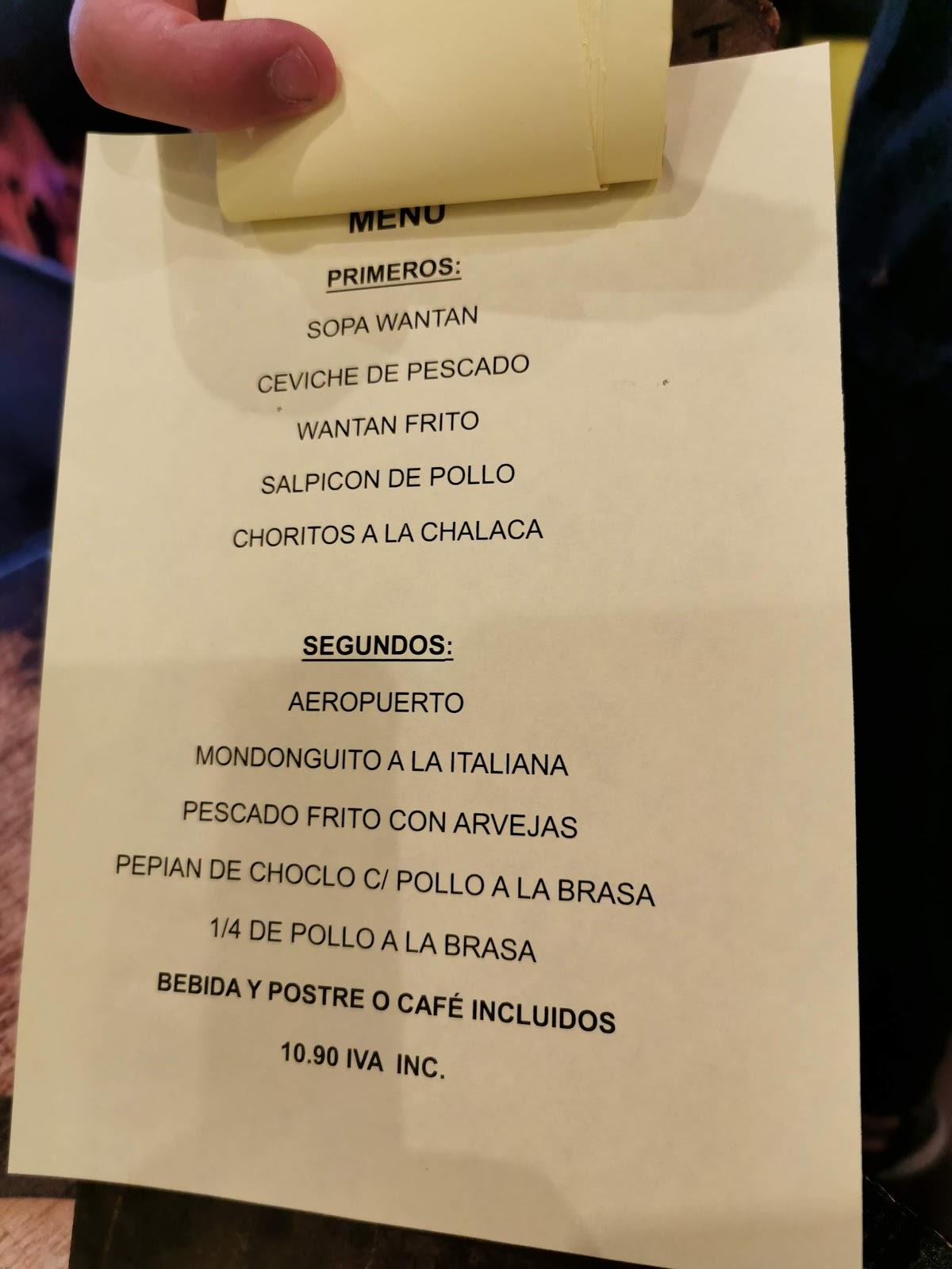 Carta del restaurante Pollo y Carbón, Madrid, C. del Dr. Esquerdo