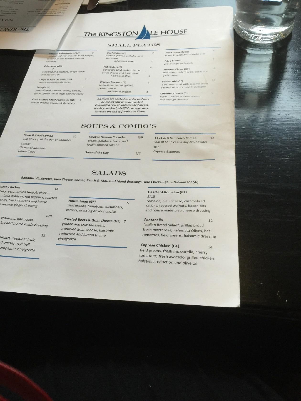 Menu at The Kingston Ale House pub & bar, Kingston